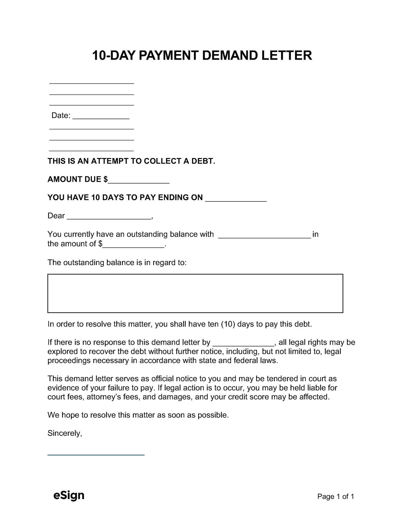 Free Demand Letter for Payment | PDF | Word