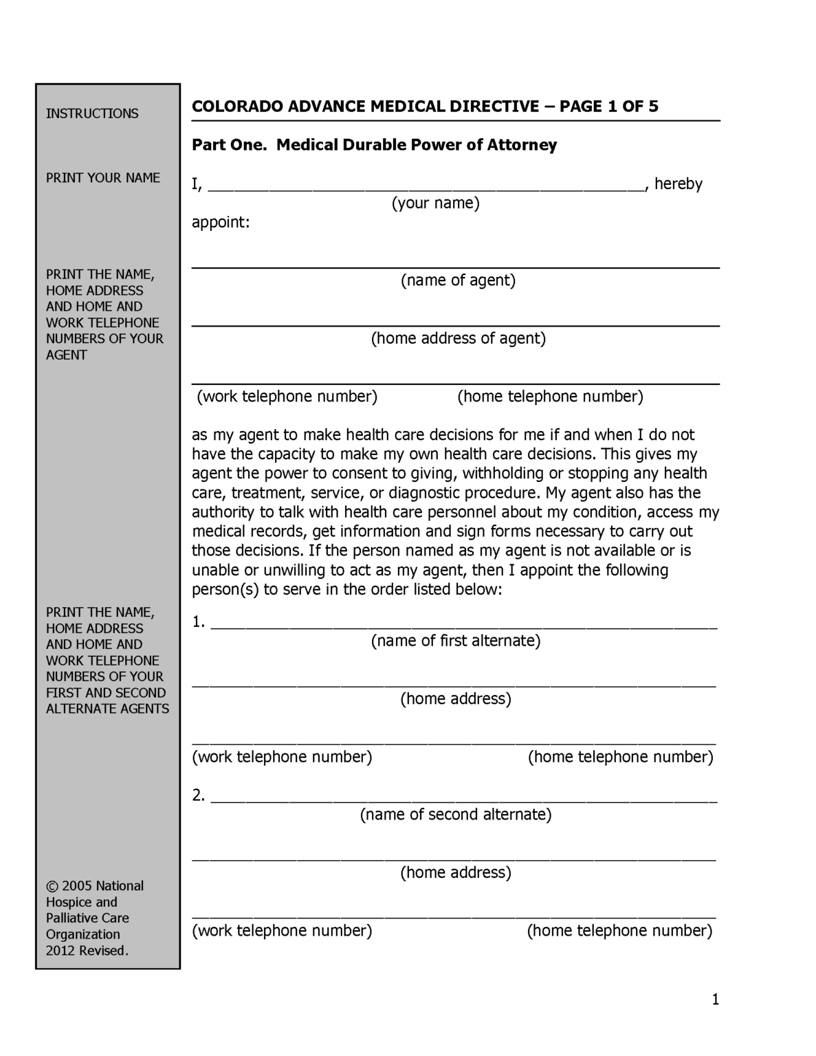 Free Colorado Do Not Resuscitate (DNR) Form | PDF