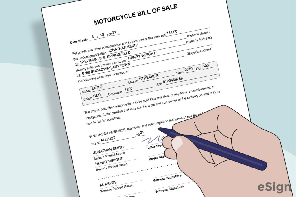 Free Motorcycle Bill of Sale Form | PDF | Word