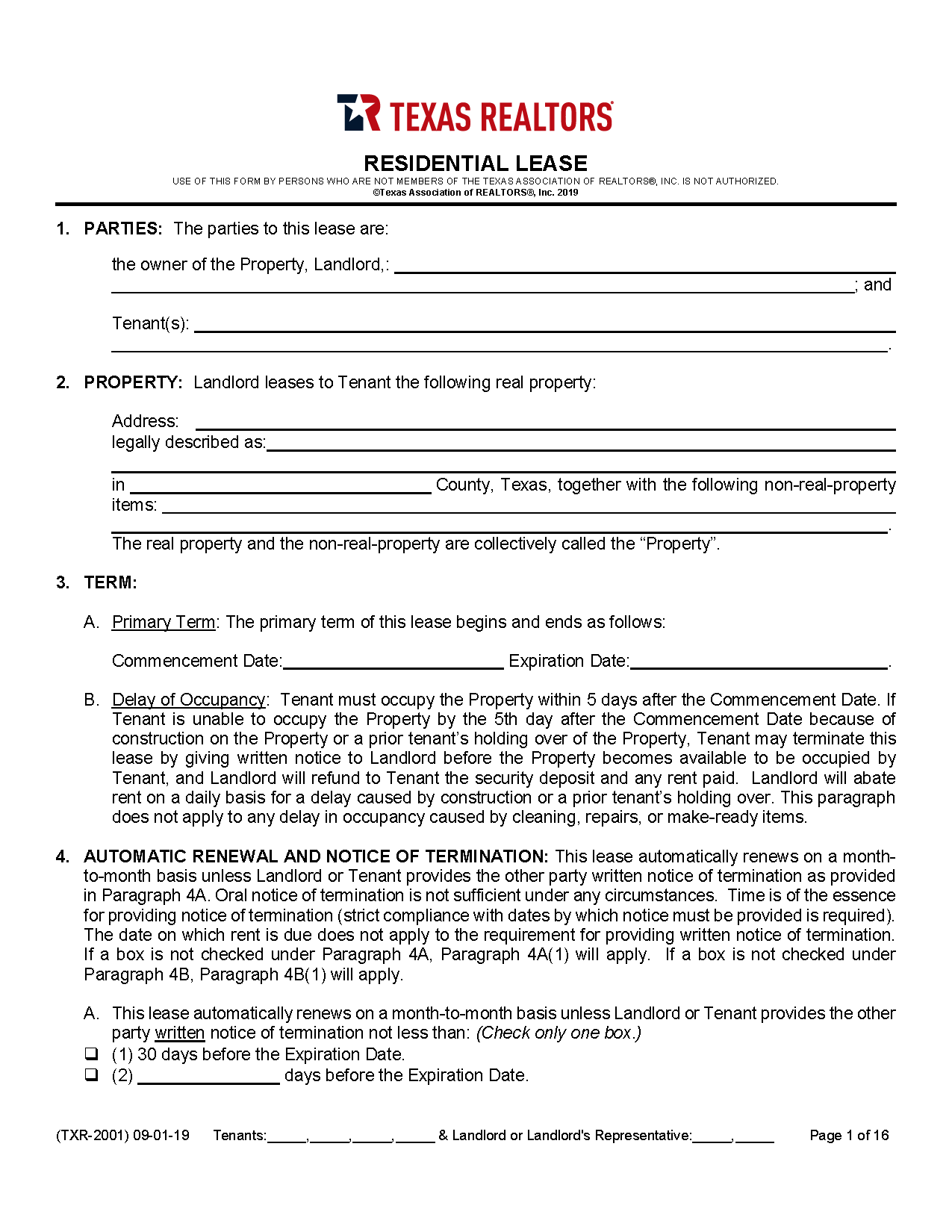 Texas Association Of Realtors Pet Agreement Fillable Form Printable 