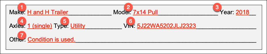 Free Trailer Bill of Sale Form | PDF | Word
