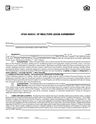 Free Utah Standard Residential Lease Agreement - PDF | Word
