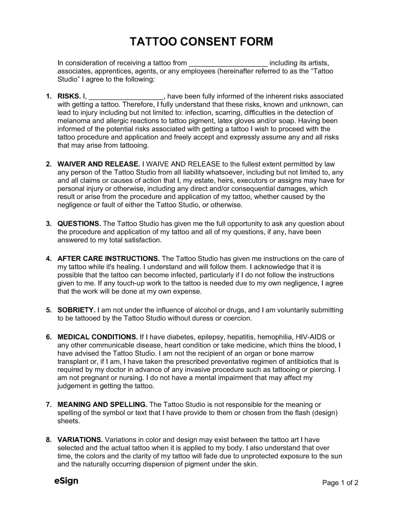 Free Tattoo Consent Form (3) | PDF | Word