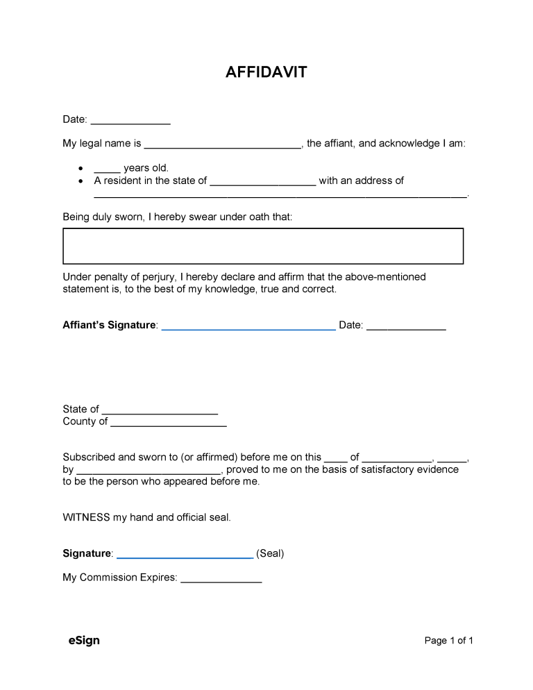 Free Affidavit Templates | PDF | Word