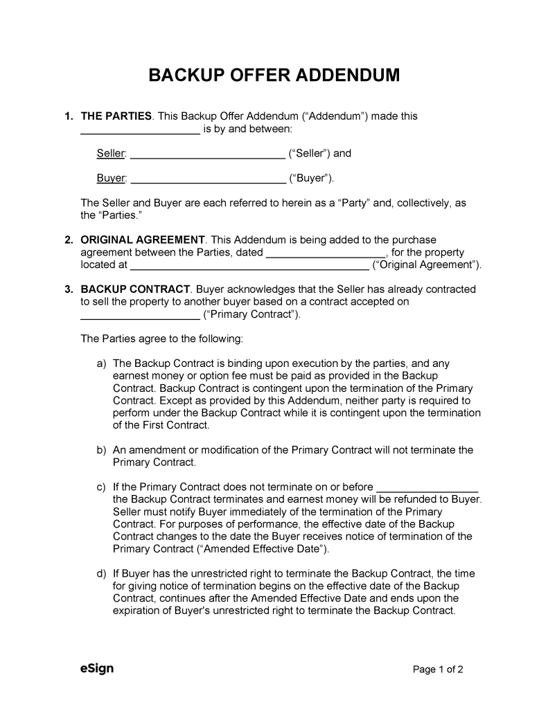 Free Backup Offer Addendum | PDF | Word