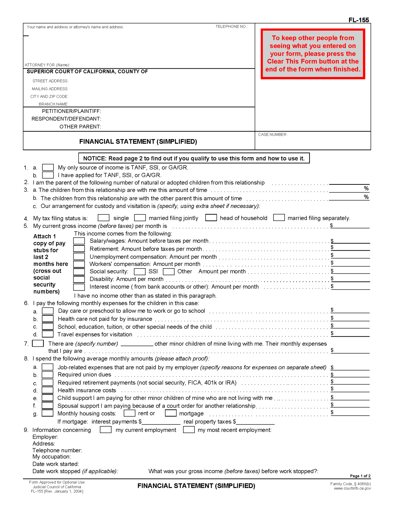 Free Financial Affidavit | PDF