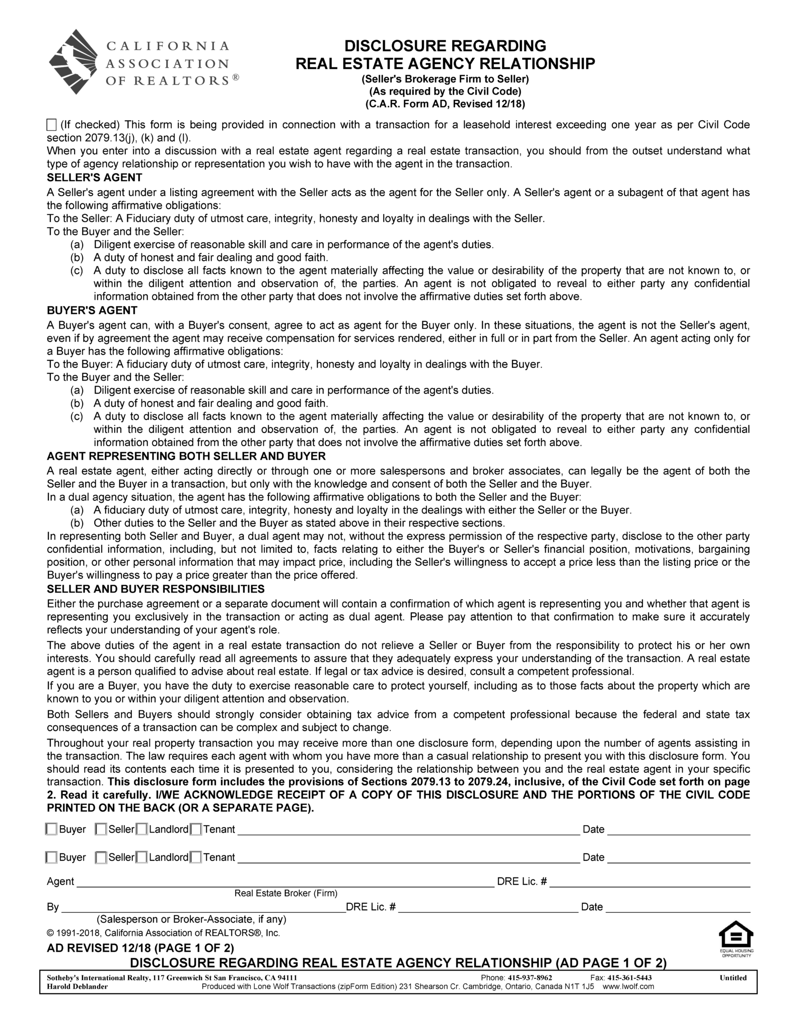 Free California Real Estate Listing Agreement | PDF | Word