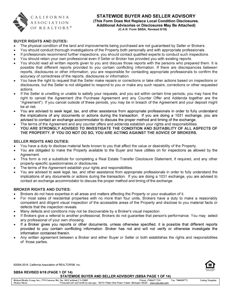 Free California Real Estate Listing Agreement | PDF | Word