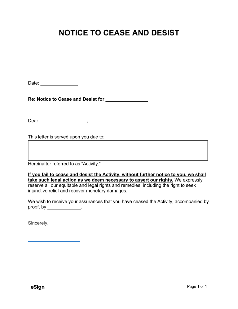 Free Cease and Desist Letter Template (9) | PDF | Word