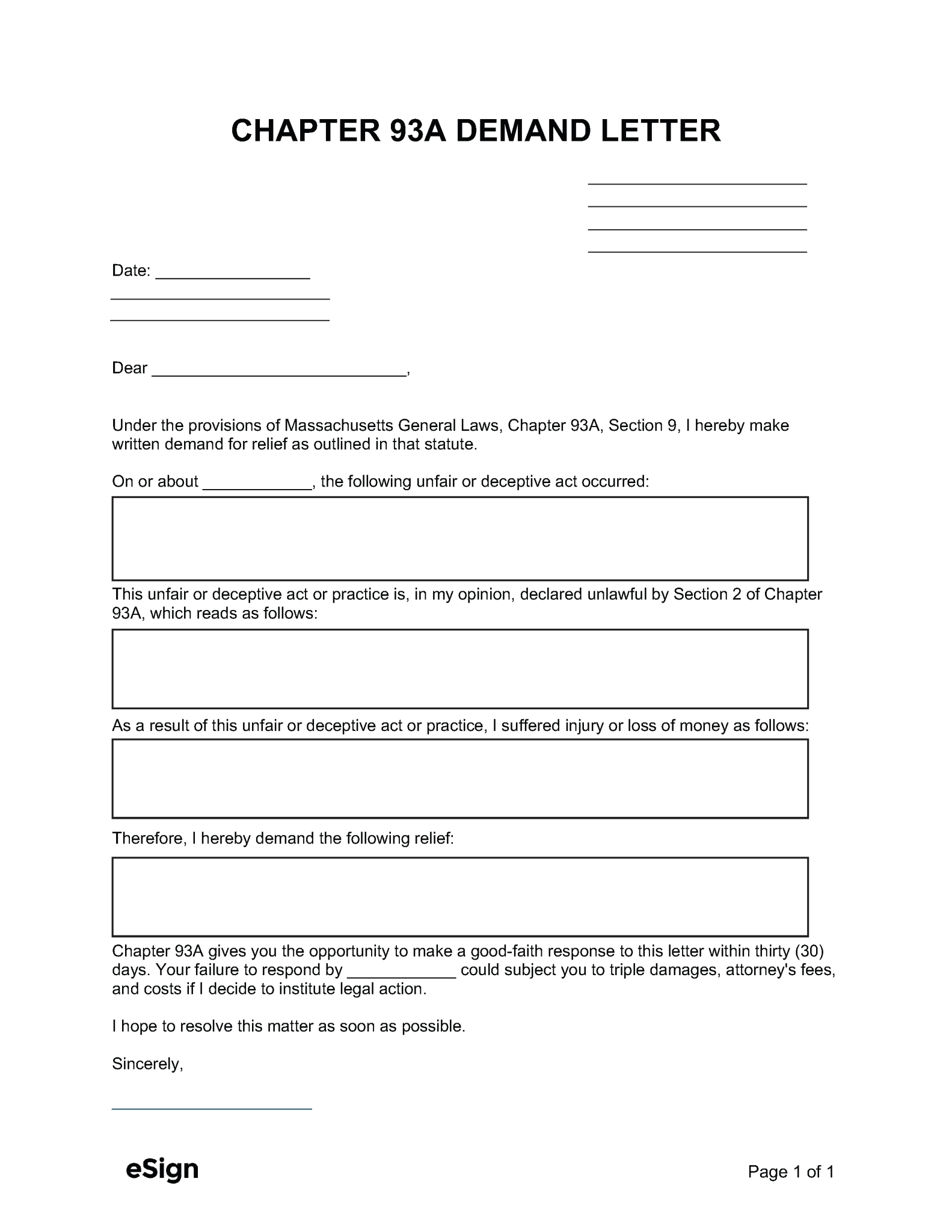 Free Chapter 93A Demand Letter | PDF | Word