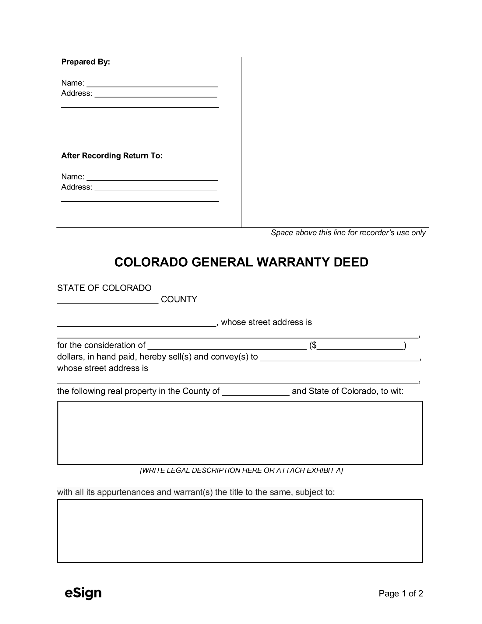 Free Colorado Quitclaim Deed Form | PDF | Word