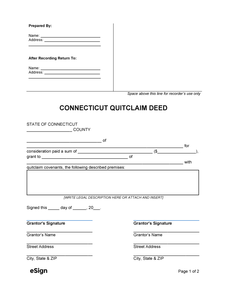 Free Connecticut Quitclaim Deed Form | PDF | Word