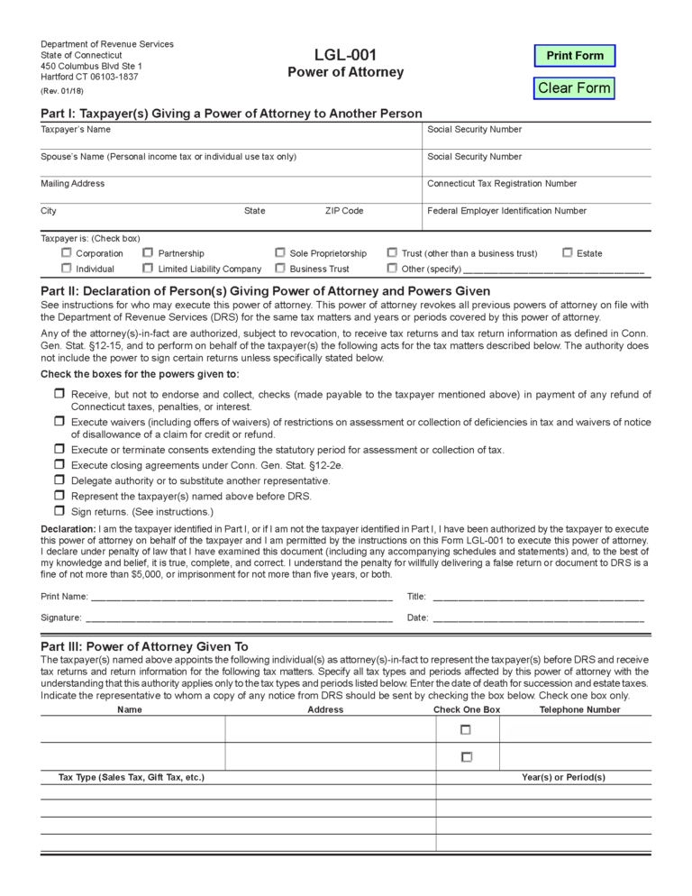 Free Connecticut Power of Attorney Forms (8) | PDF