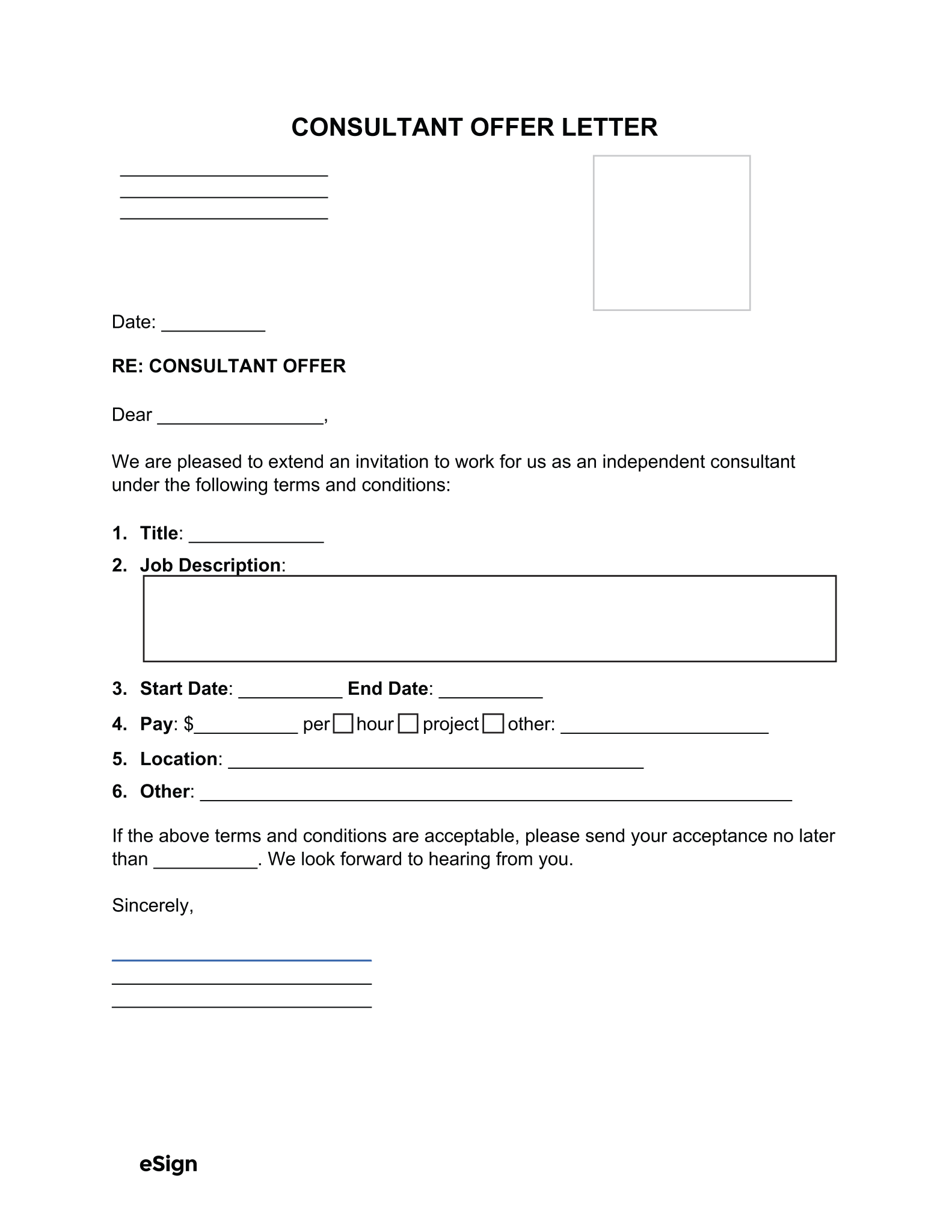 Free Consultant Job Offer Letter | PDF | Word