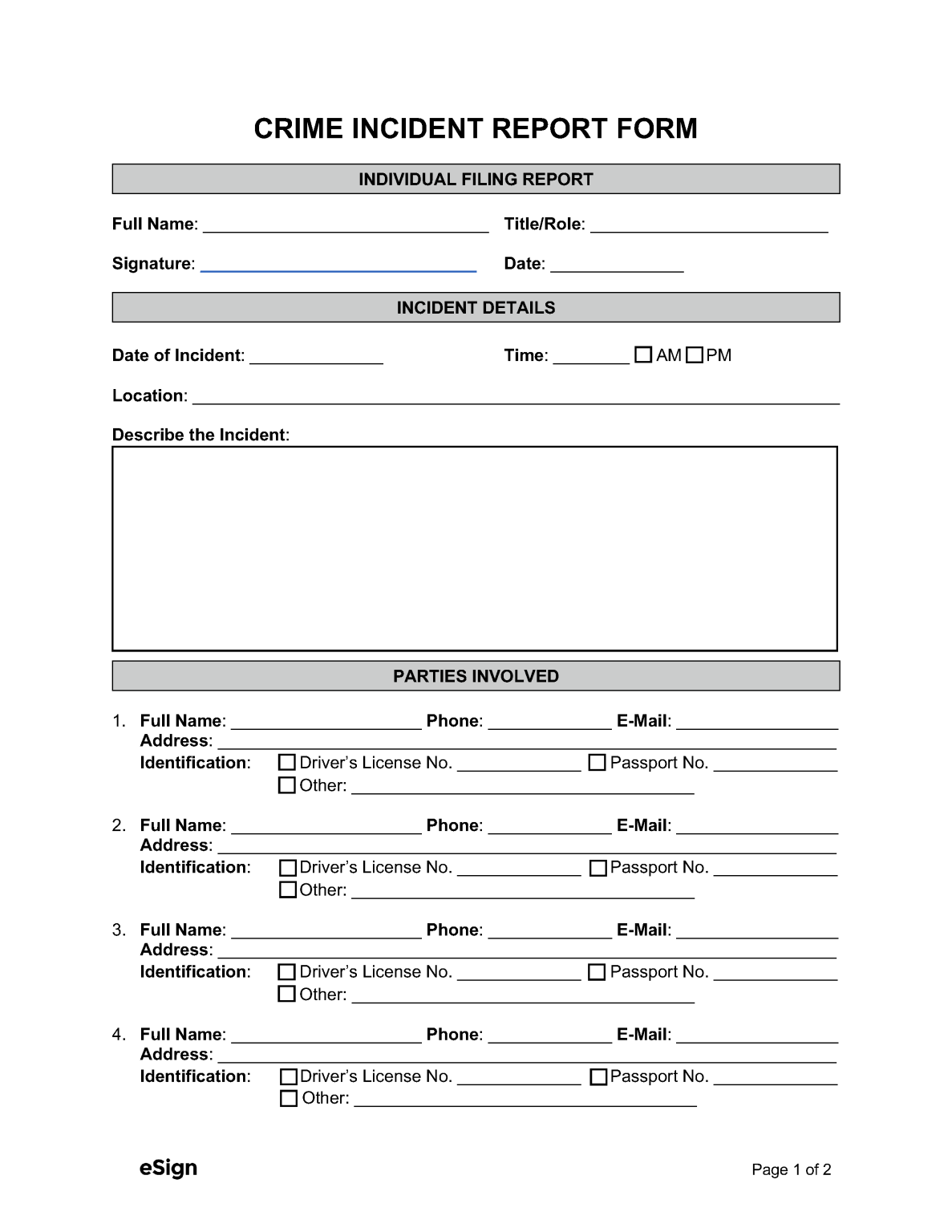 Free Police Incident Report Template | PDF | Word