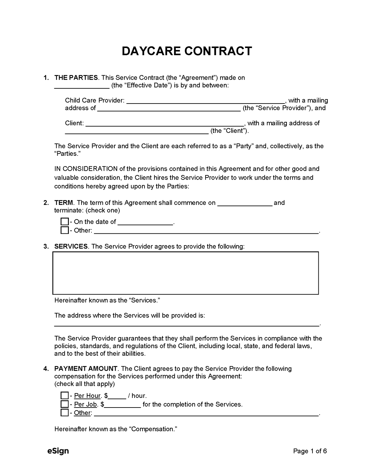 Free Daycare (Child Care) Contract Template | PDF | Word