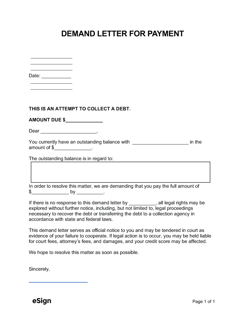 Free Demand Letter for Payment | PDF | Word