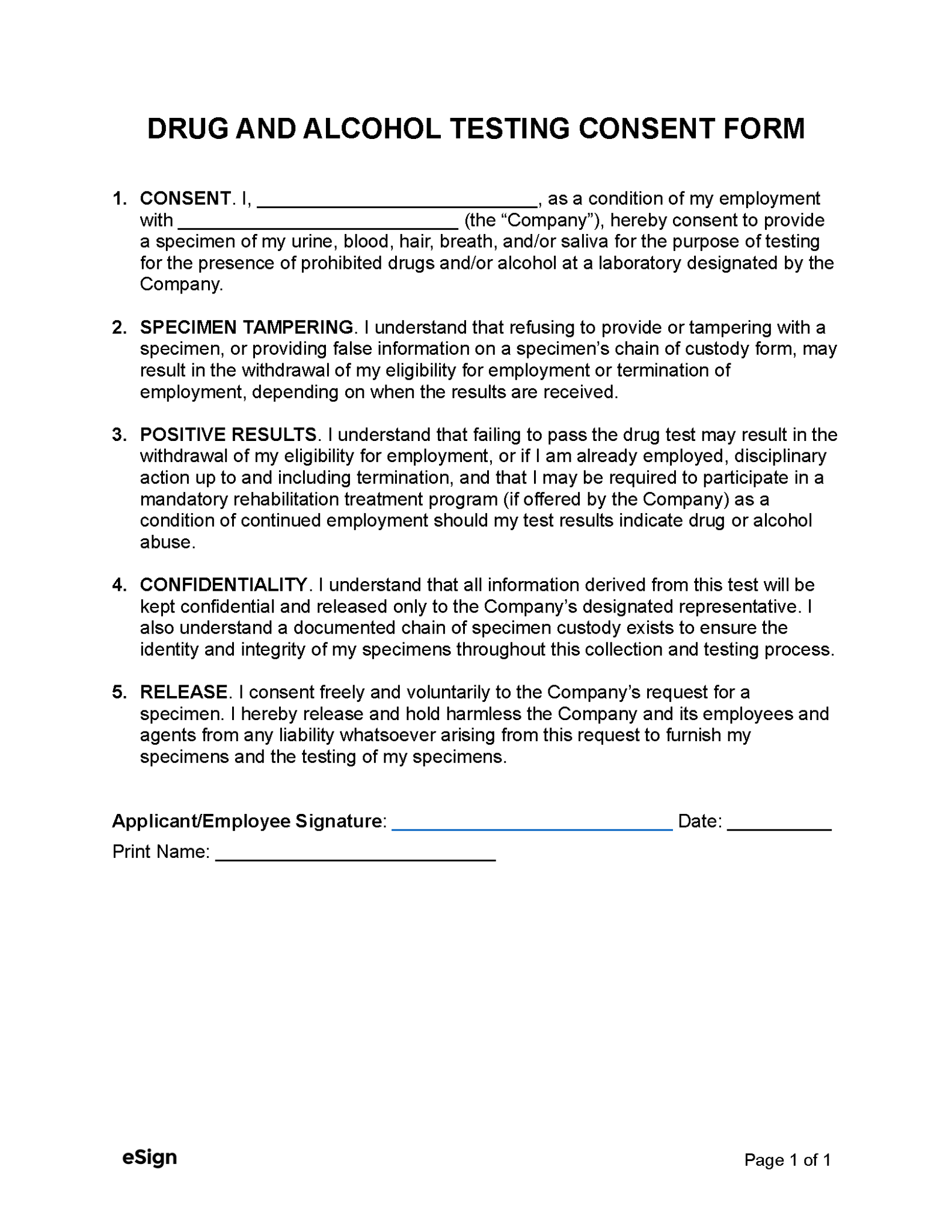 Free HIV Testing Consent Form | PDF