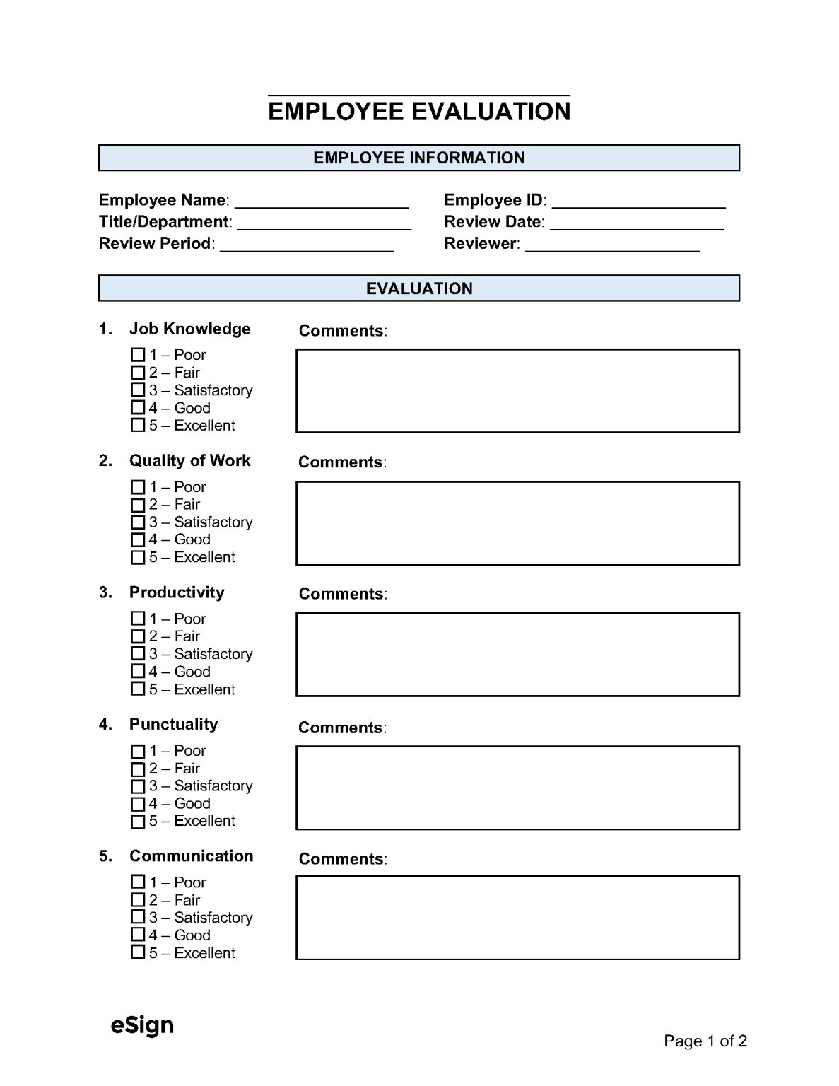 Free Employee Evaluation Form | PDF | Word