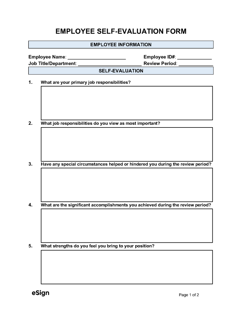Free Employee Self-Evaluation Form | PDF | Word