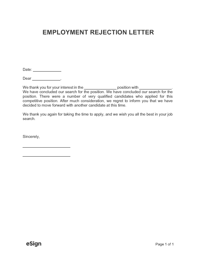 Free Employment Rejection Letter | PDF | Word