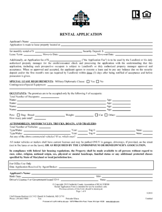 Free Maryland Rental Application Form | PDF | Word