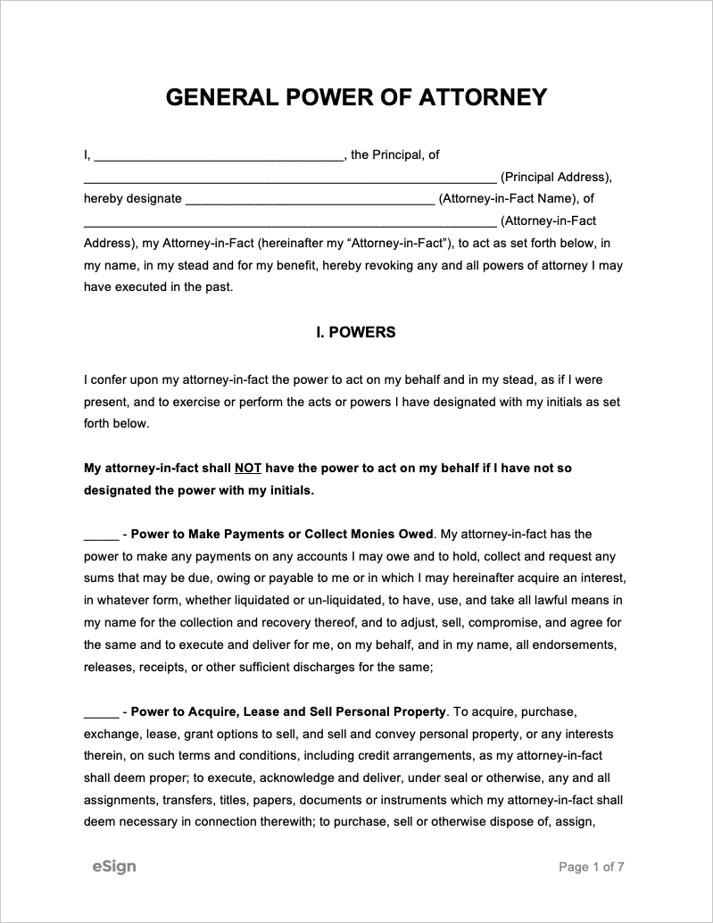 Free General Power of Attorney Forms - PDF | Word