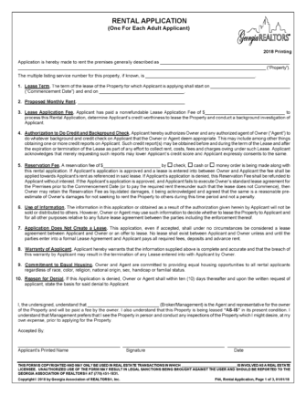Free Georgia Rental Application Form | PDF | Word