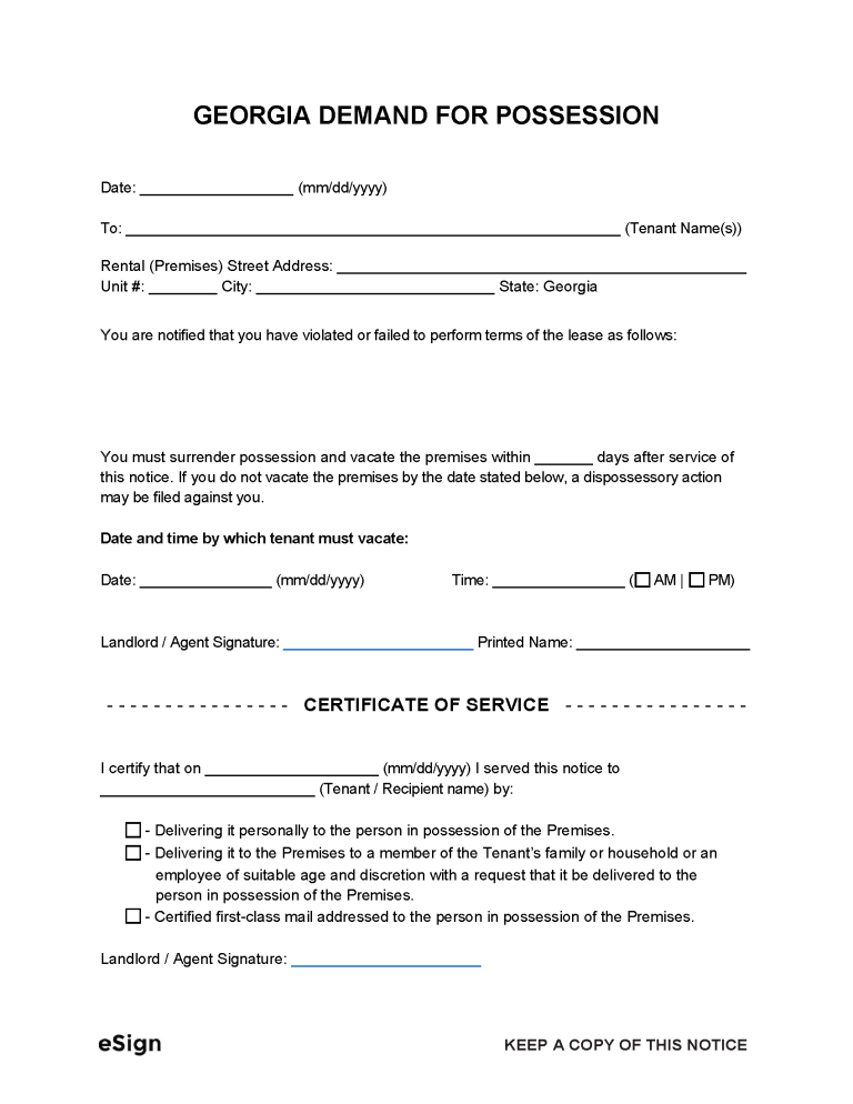 Free Georgia Eviction Notice Templates (3) | PDF | Word