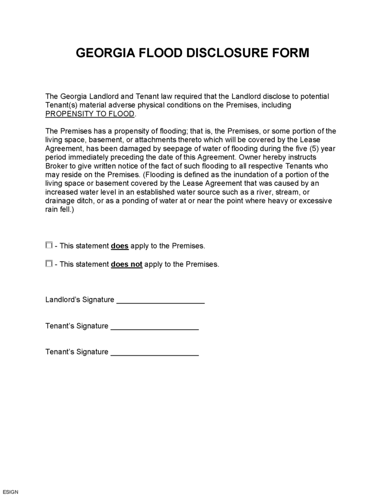 Free Georgia Standard Residential Lease Agreement - PDF | Word