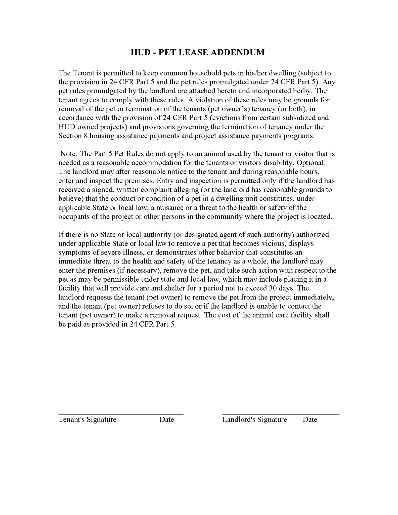 Free Pet Addendum to Lease Templates (3) | PDF | Word