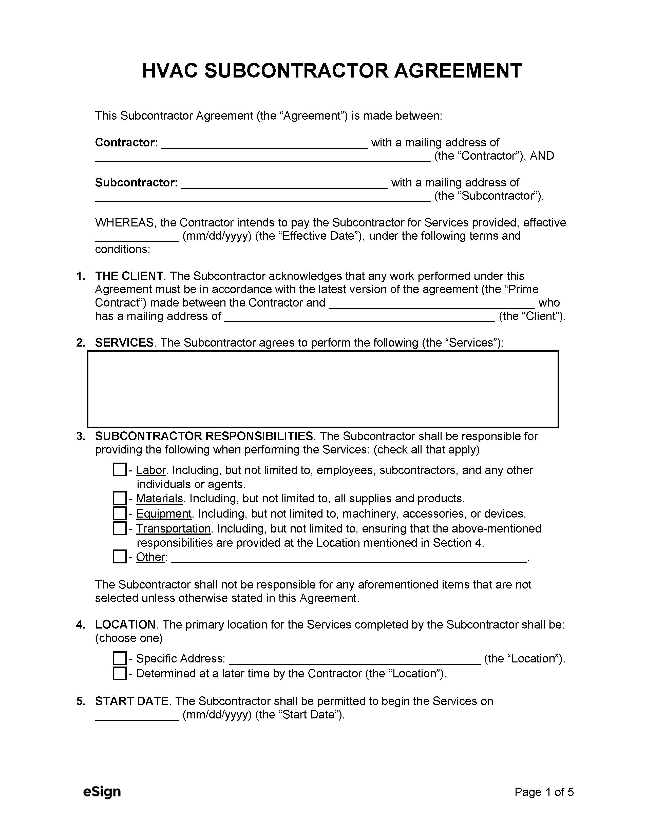 Free HVAC Subcontractor Agreement Template PDF Word Free HVAC Subcontractor Agreement Template PDF Word