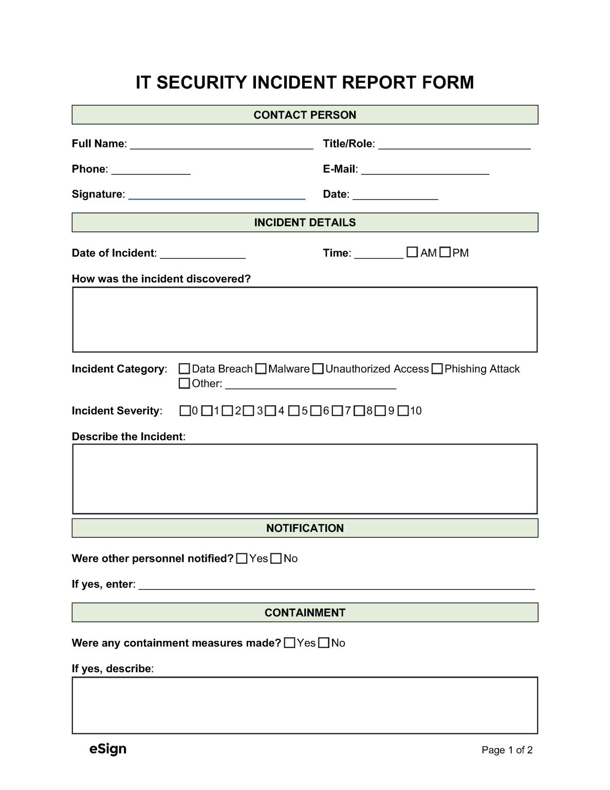 Free IT Security Incident Report Template | PDF | Word