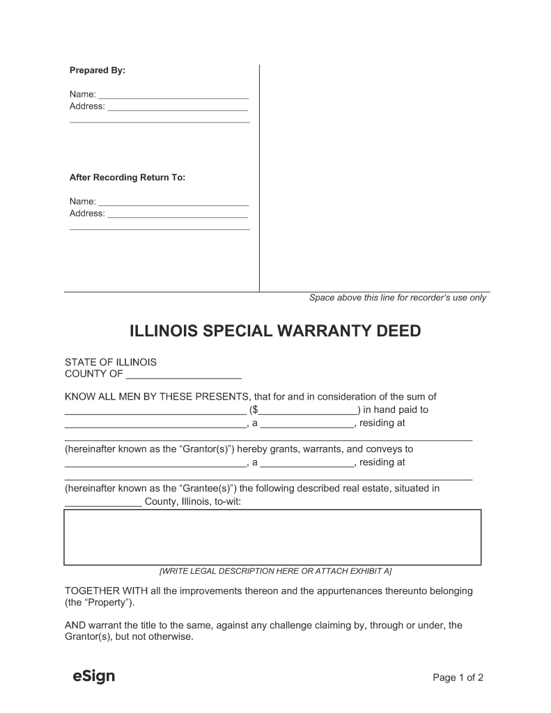 Free Illinois Warranty Deed Form | PDF