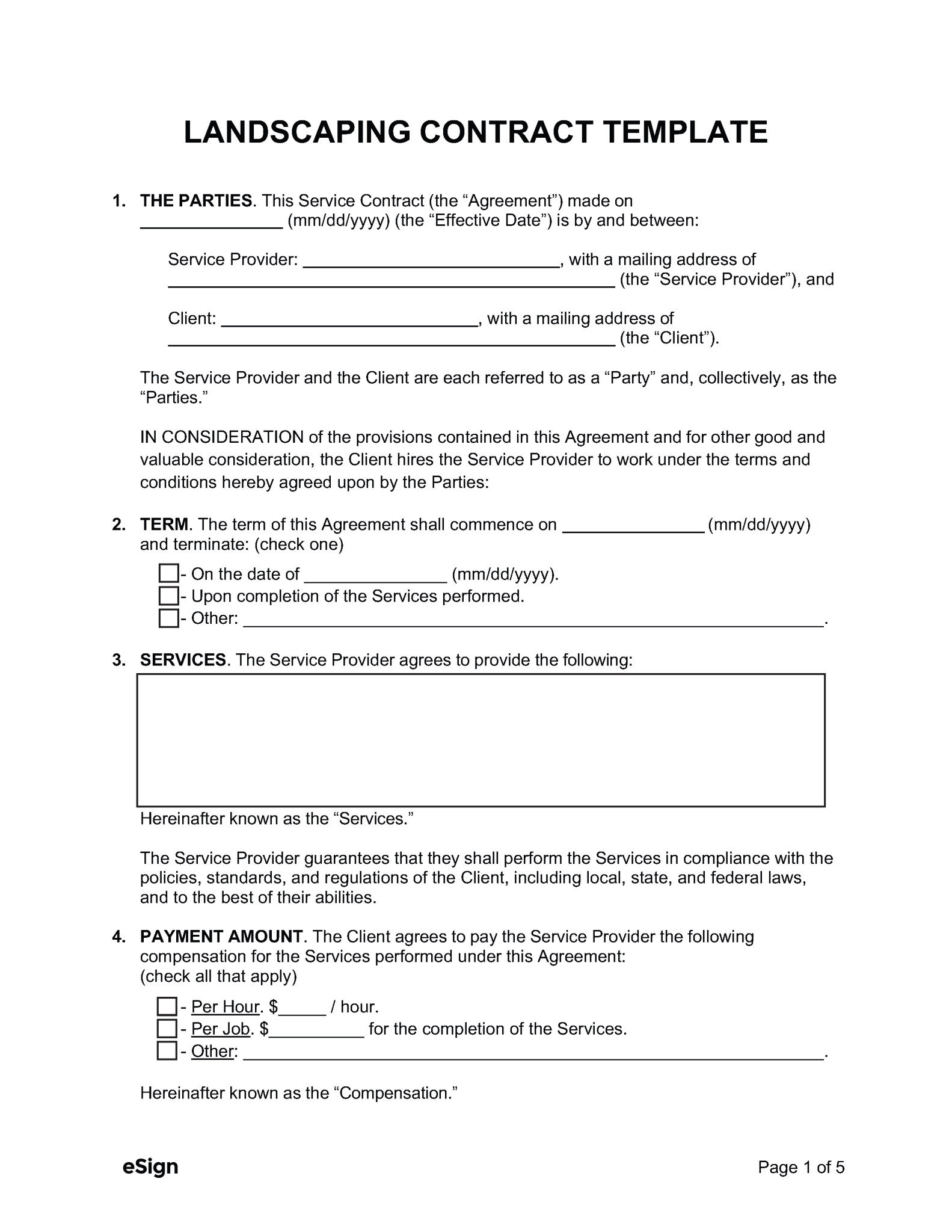Free Landscaping Service Contract Template | PDF | Word