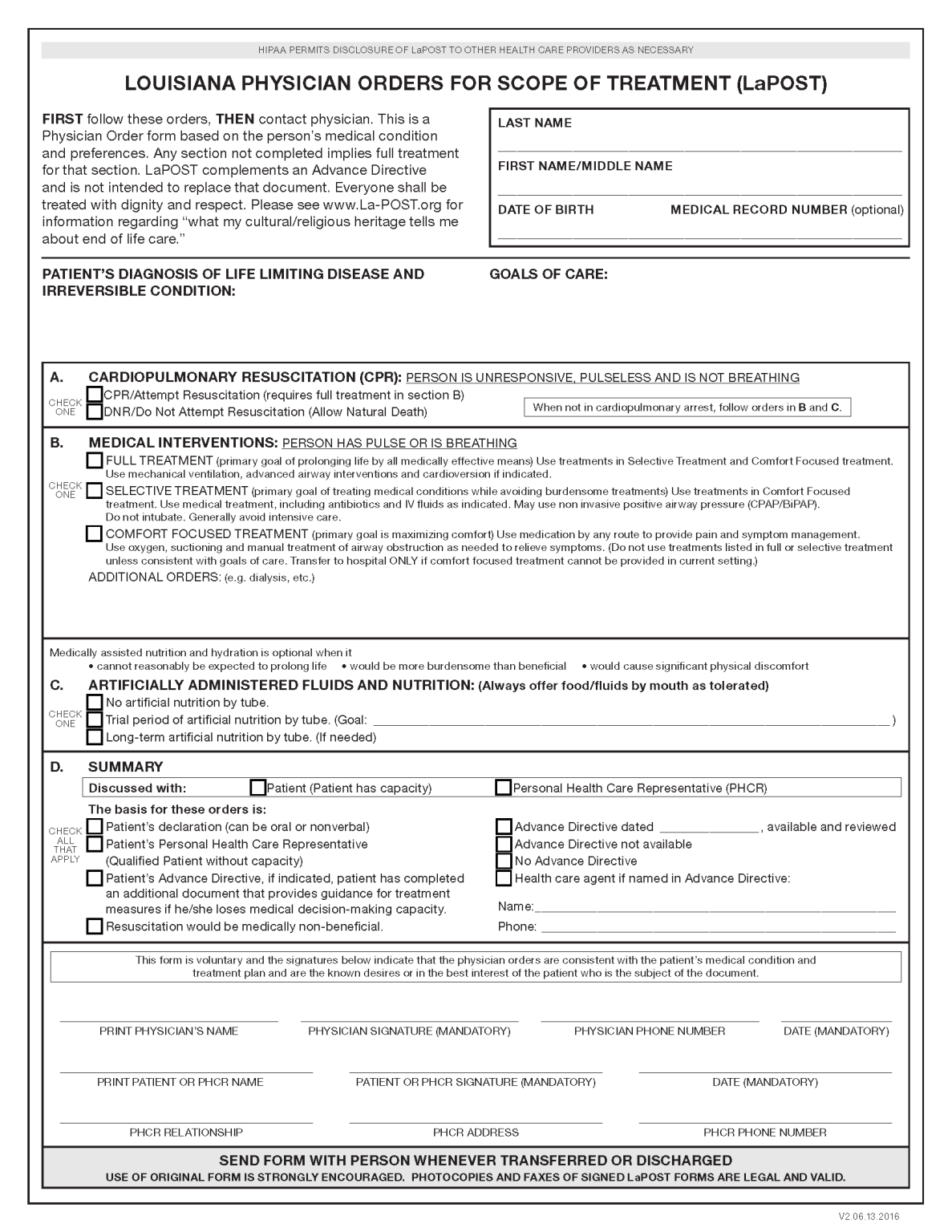 Free Louisiana Do Not Resuscitate (DNR) Form | PDF