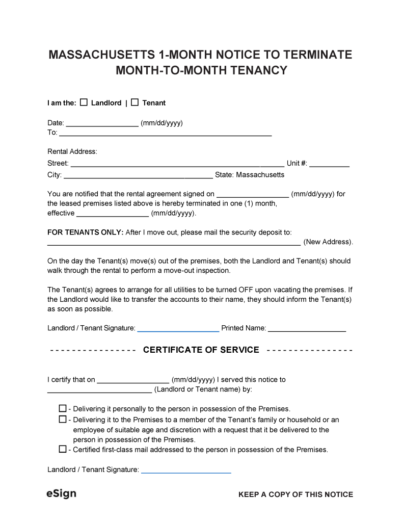 Free Massachusetts Eviction Notice Templates (5) | PDF | Word