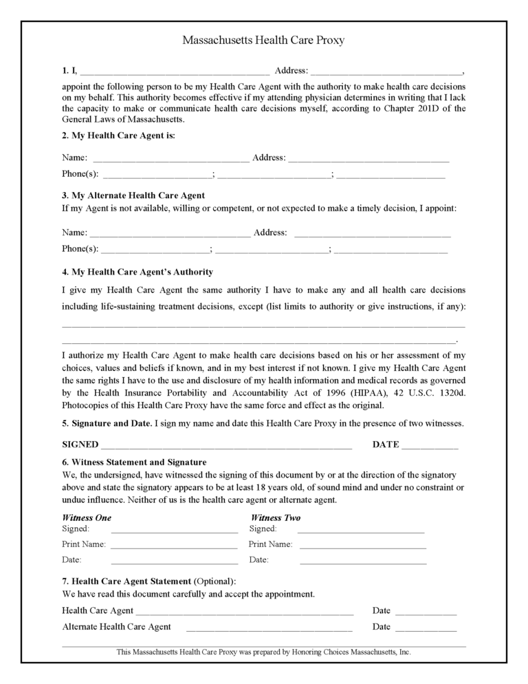 Free Massachusetts Do Not Resuscitate (DNR) Form | PDF