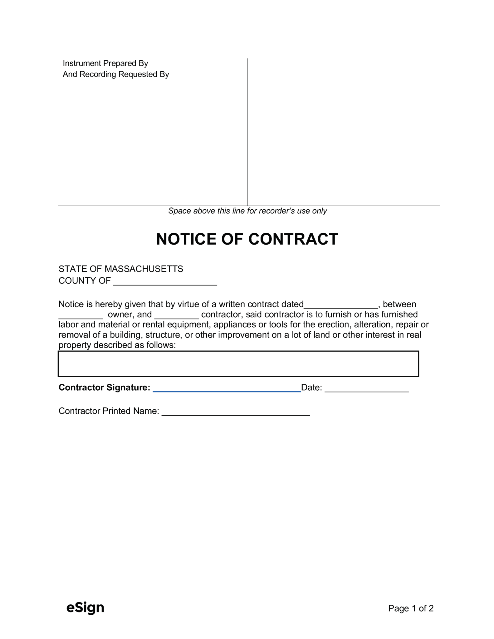 Free Massachusetts Mechanic's Lien Form | PDF | Word