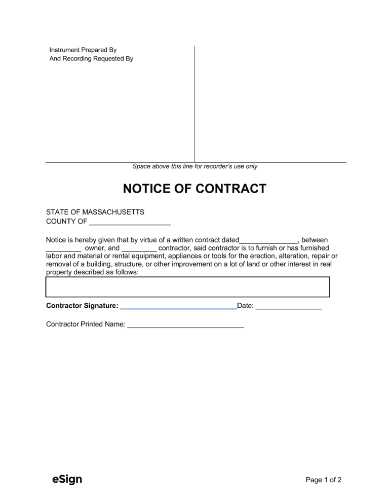 Free Massachusetts Mechanic's Lien Form | PDF | Word