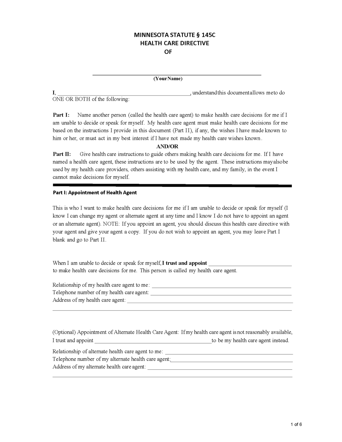 Free Minnesota Do Not Resuscitate (DNR) Form | PDF