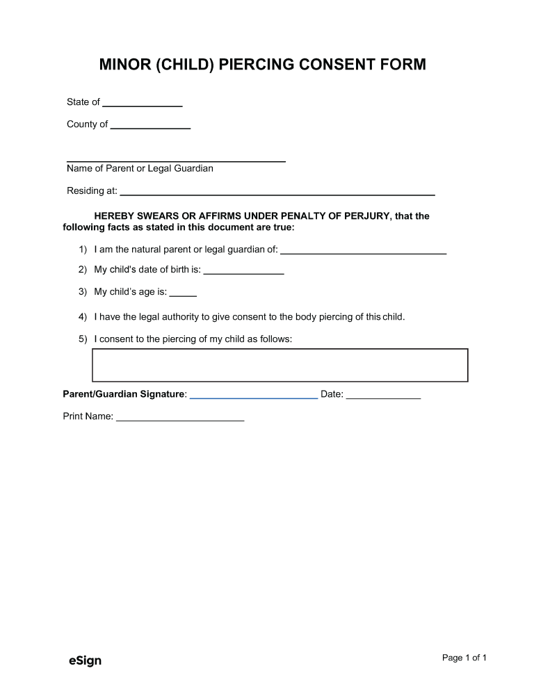 Free Piercing Consent Form | PDF | Word