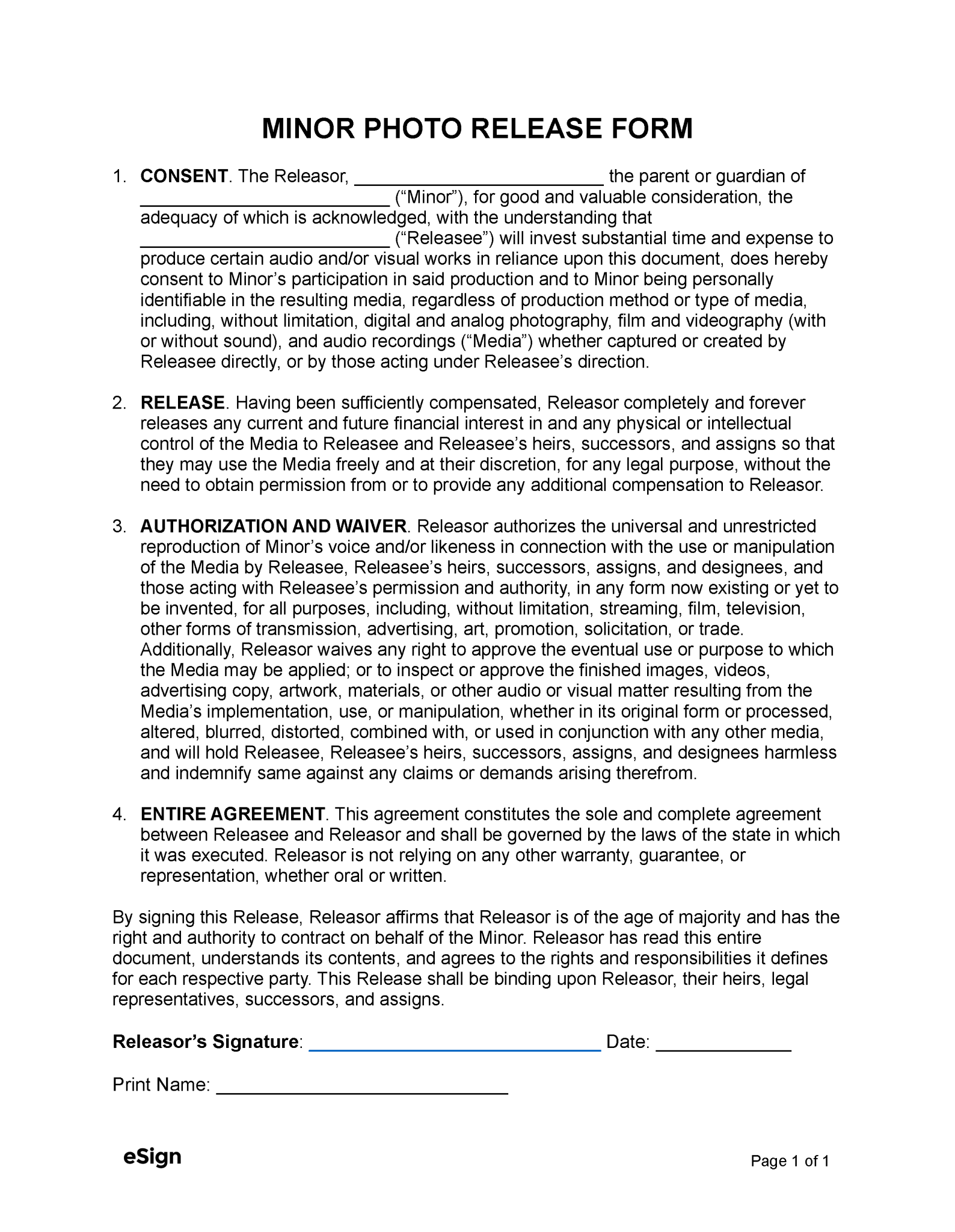 Free Daycare Photo Release Form | PDF | Word