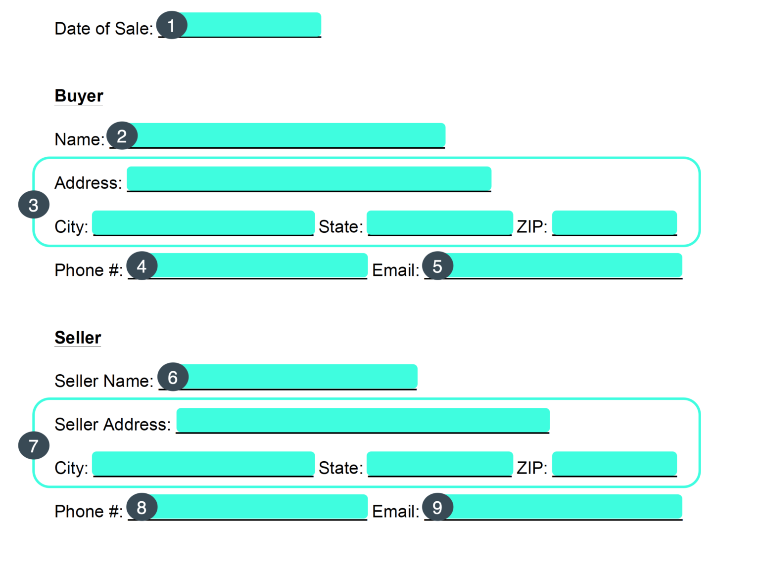 Free Motor Vehicle Bill of Sale Form | PDF | Word