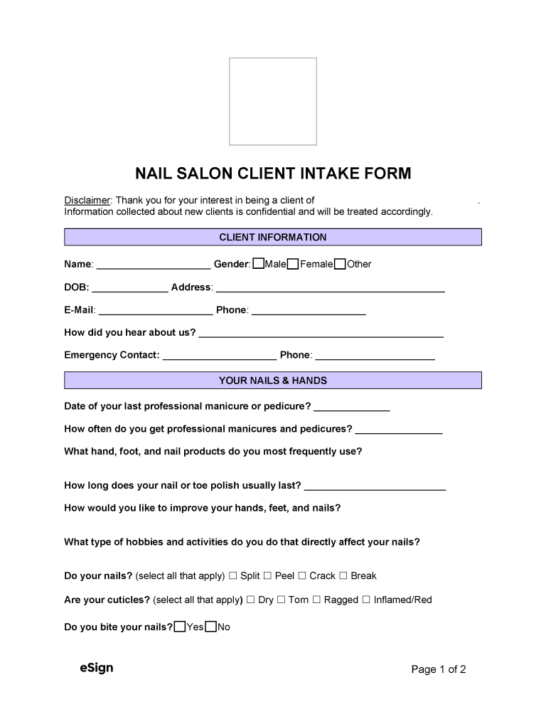 Free Salon Client Intake Form | PDF | Word