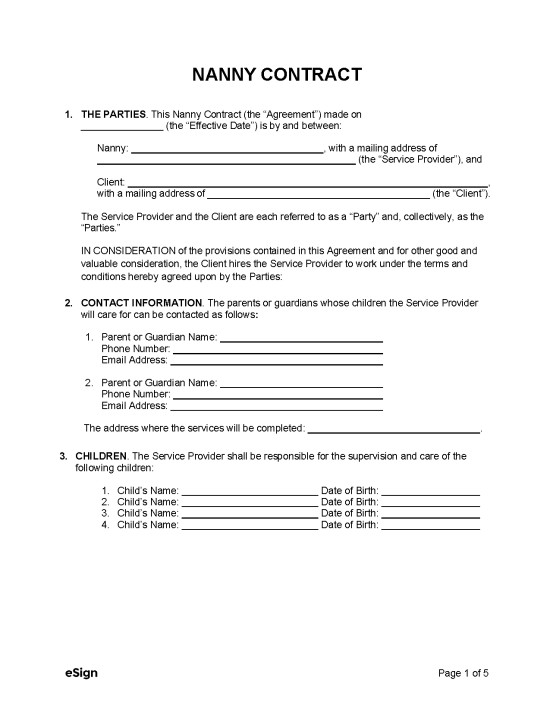 Free Babysitter Contract Template | PDF | Word