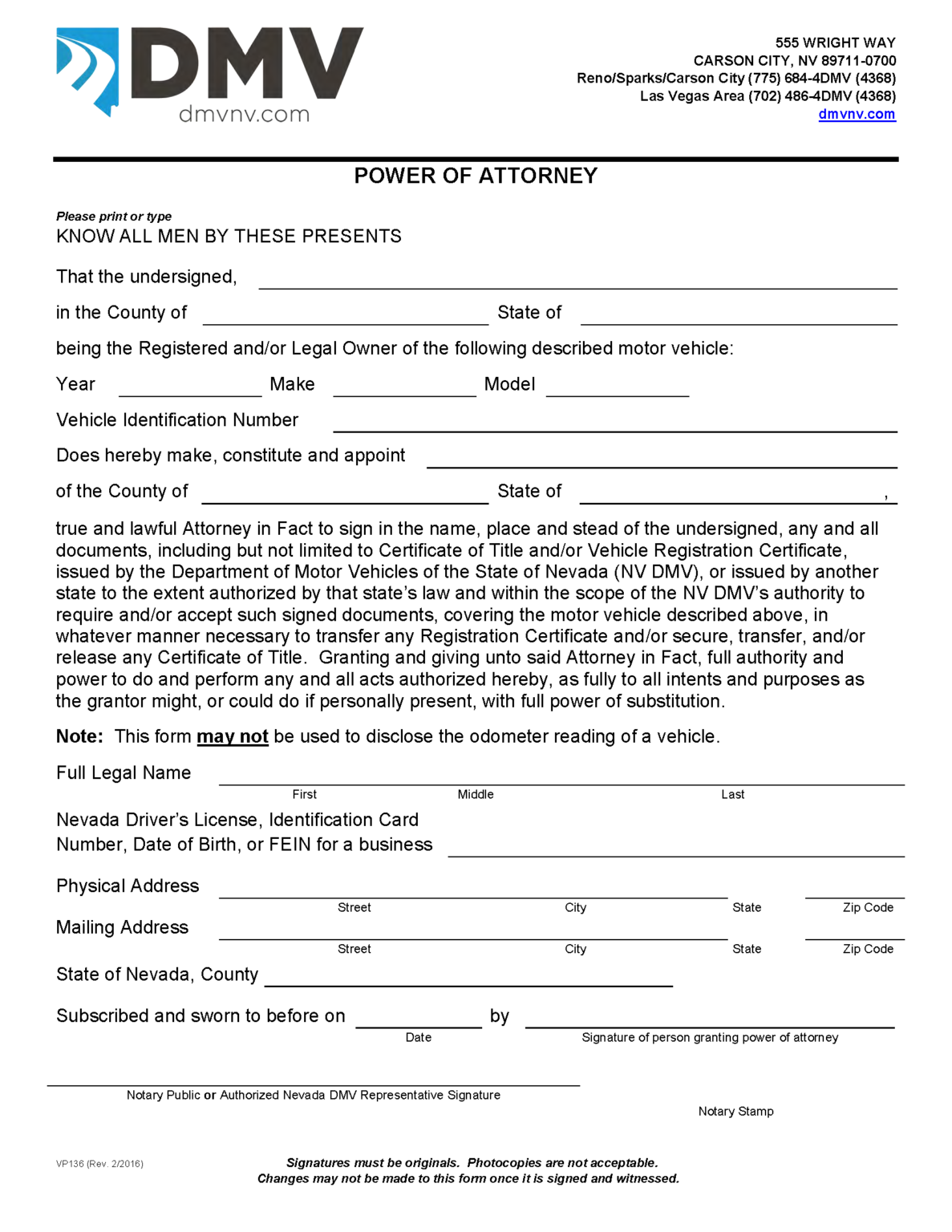 Free Nevada Power of Attorney Forms (10) | PDF