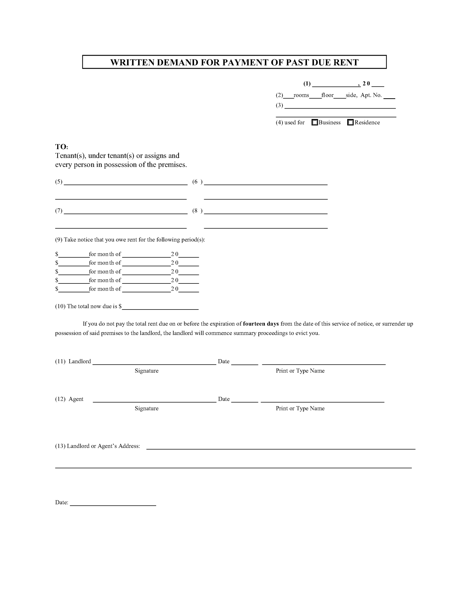 Free New York Eviction Notice Templates (5) | PDF | Word