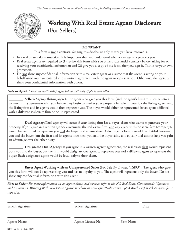 Free North Carolina Real Estate Listing Agreement | PDF | Word