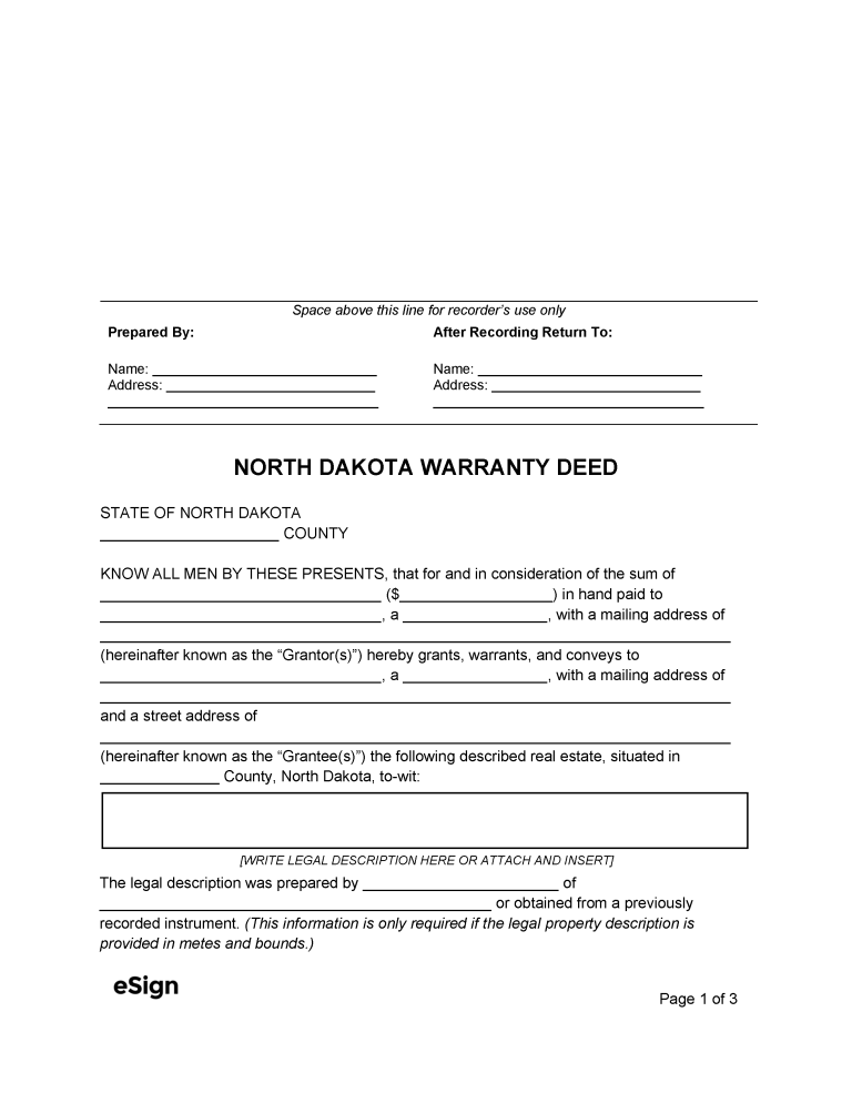 Free North Dakota Quitclaim Deed Form | PDF | Word
